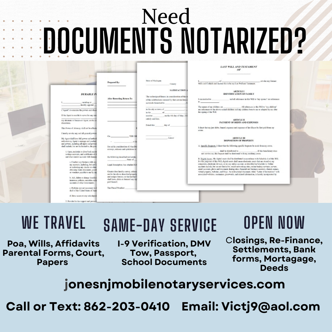 In Urgent Need of Jones Mobile Notary Service? - Jones NJ Mobile Notary ...