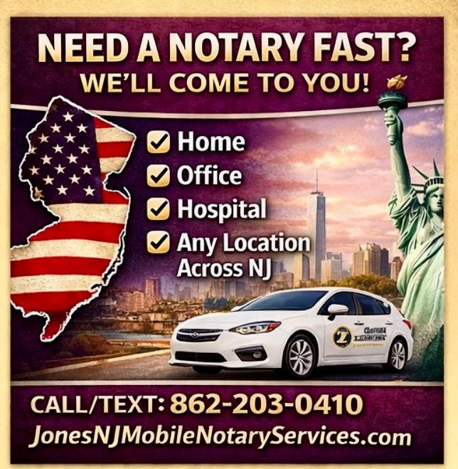 Fast and Reliable Notary Services Near You - Jones NJ Mobile Notary ...